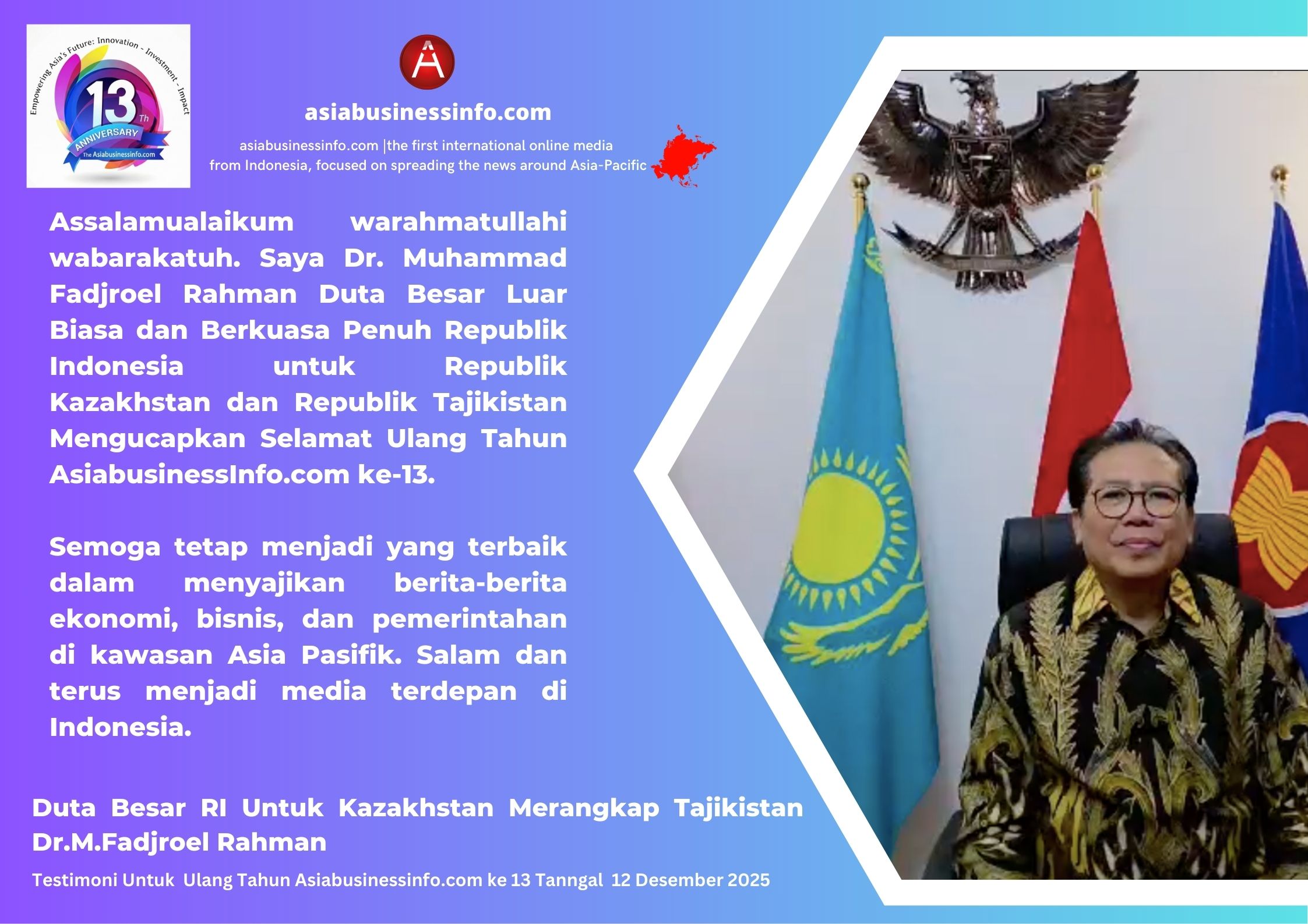 Duta Besar RI Untuk Kazakhstan Merangkap Tajikistan – Asiabusinessinfo.com
